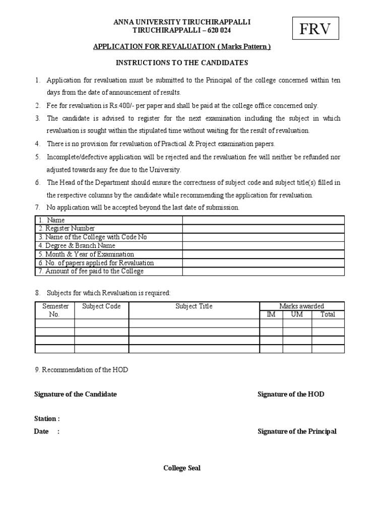 Anna University Tiruchirappalli Tiruchirappalli - 620 024 Application ...