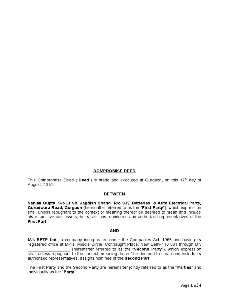 Compromise - Deed - Sanjay Gupta FPL | PDF | Lawsuit | Justice