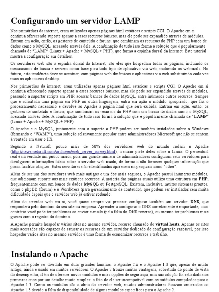 Configurando Um Servidor LAMP | PDF | Php | Servidor (informática)