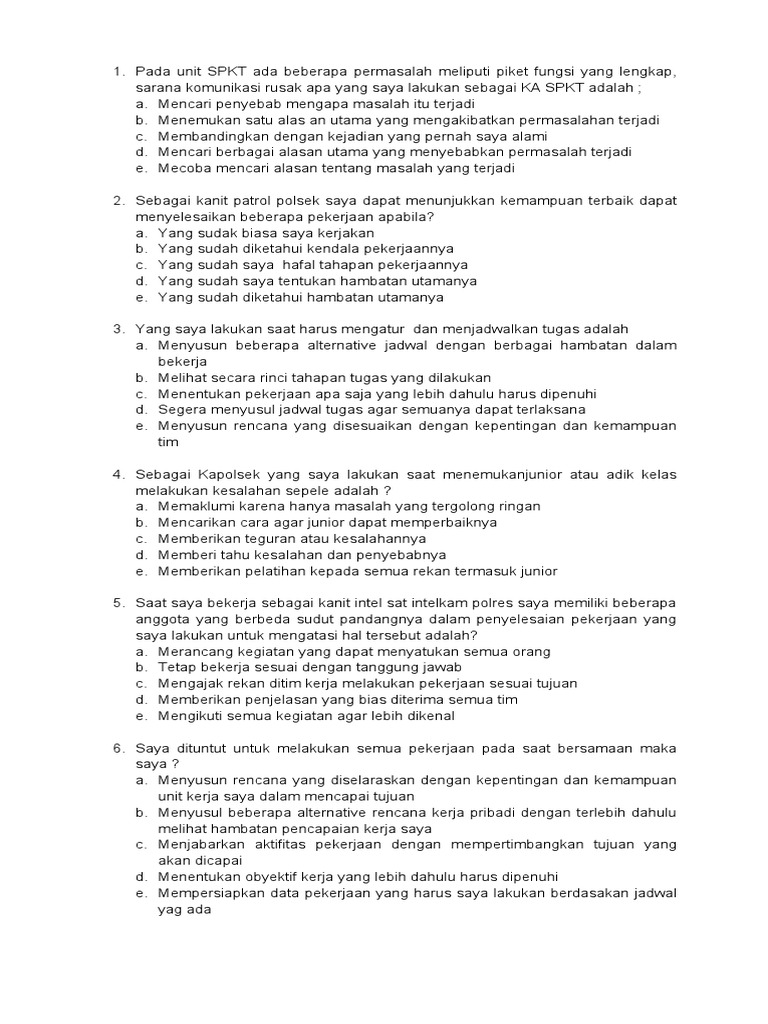 Contoh Soal TKM 1 (Perwira) | PDF