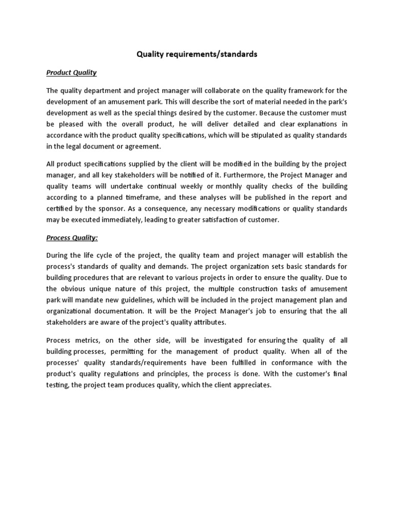 Quality Requirements | PDF