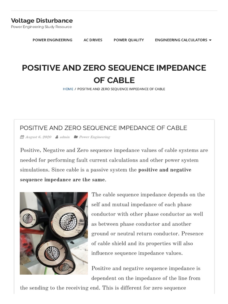 Positive and Zero Sequence Impedance of Cable - Voltage Disturbance ...