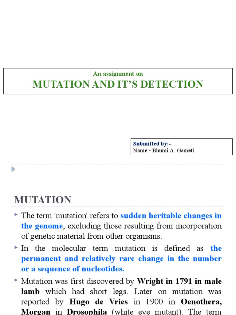 Mutation and It's Detection | PDF | Mutation | Gene