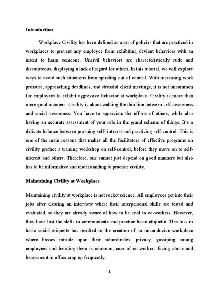 Work Civility | PDF | Etiquette | Workplace Bullying