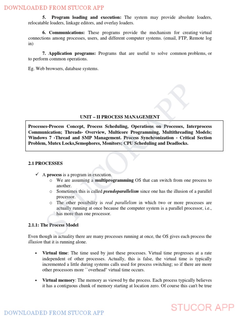 Downloaded From Stucor App A Process Is A Program In Execution Pdf Thread Computing