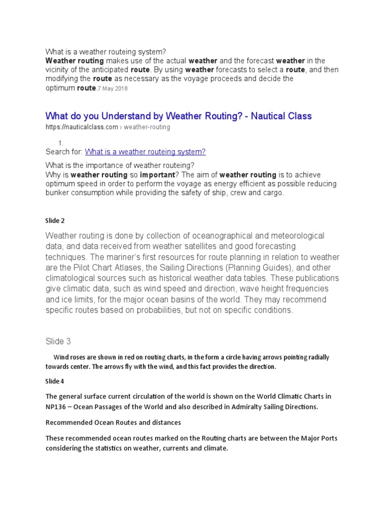 Weather Routing System Guide | PDF | Weather | Oceans