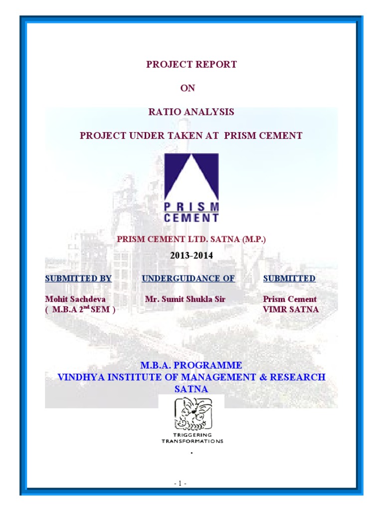 Mohit Sachdeva RATIO ANALYSIS at PRISM CEMENT | PDF | Dividend | Investing