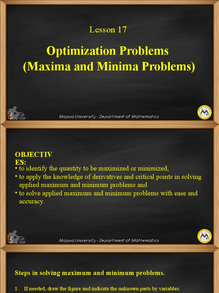 Lesson 17-Optimization Problems (Maxima and Minima Problems) | PDF ...