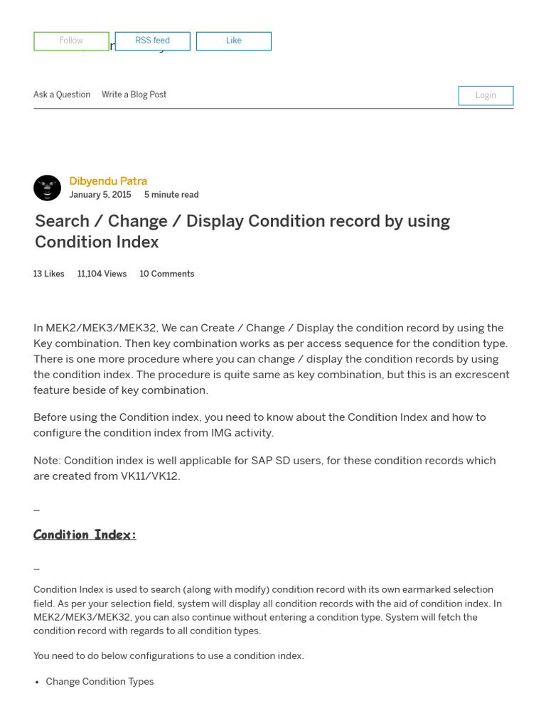 Search Change Display Condition Record by Using Condition Index | PDF ...