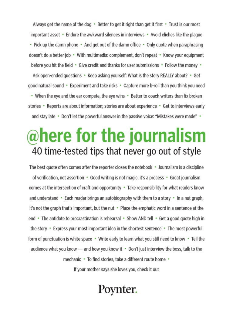 Here For The Journalism: 40 Time-Tested Tips That Never Go Out of Style ...