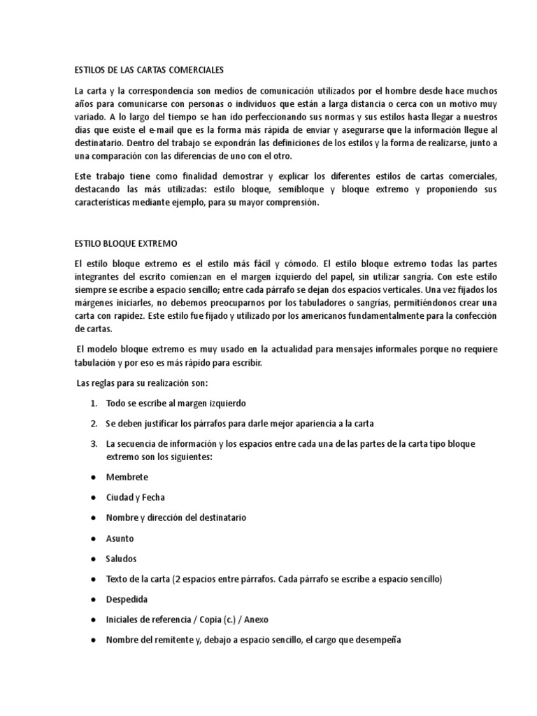 Carta Comercial Estilo Bloque Extremo | PDF