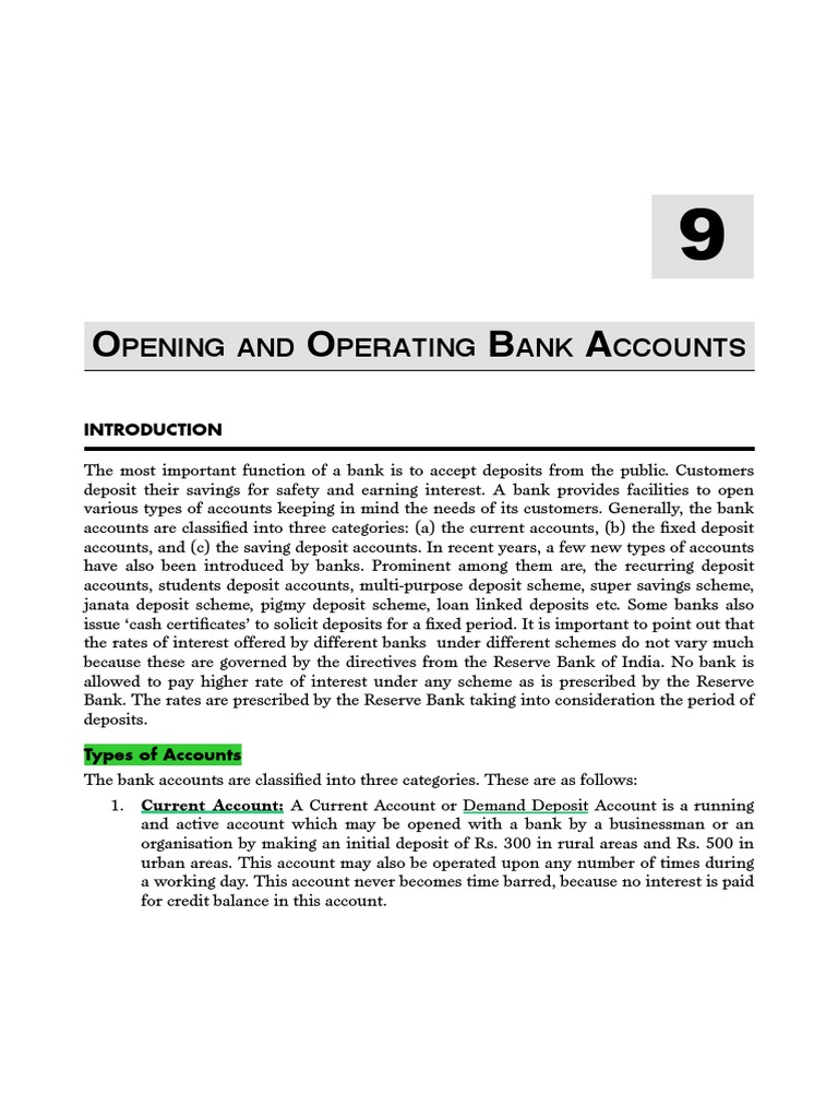 Chapter - 9 Opening and Operating Bank Accounts | PDF | Banks | Cheque