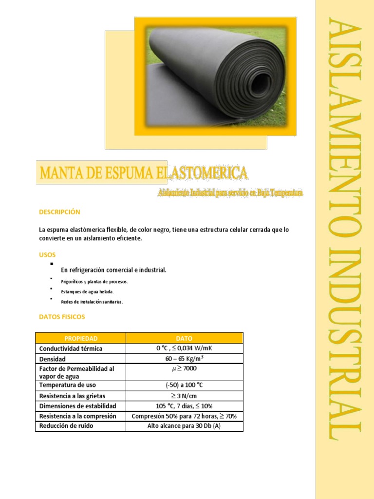 Ficha Tecnica de Manta Espuma Elastomerica Bellsafe | PDF