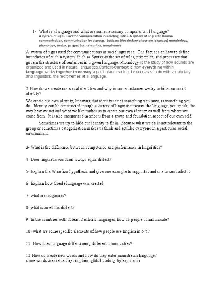 What Is A Language And What Are Some Necessary Components Of Language