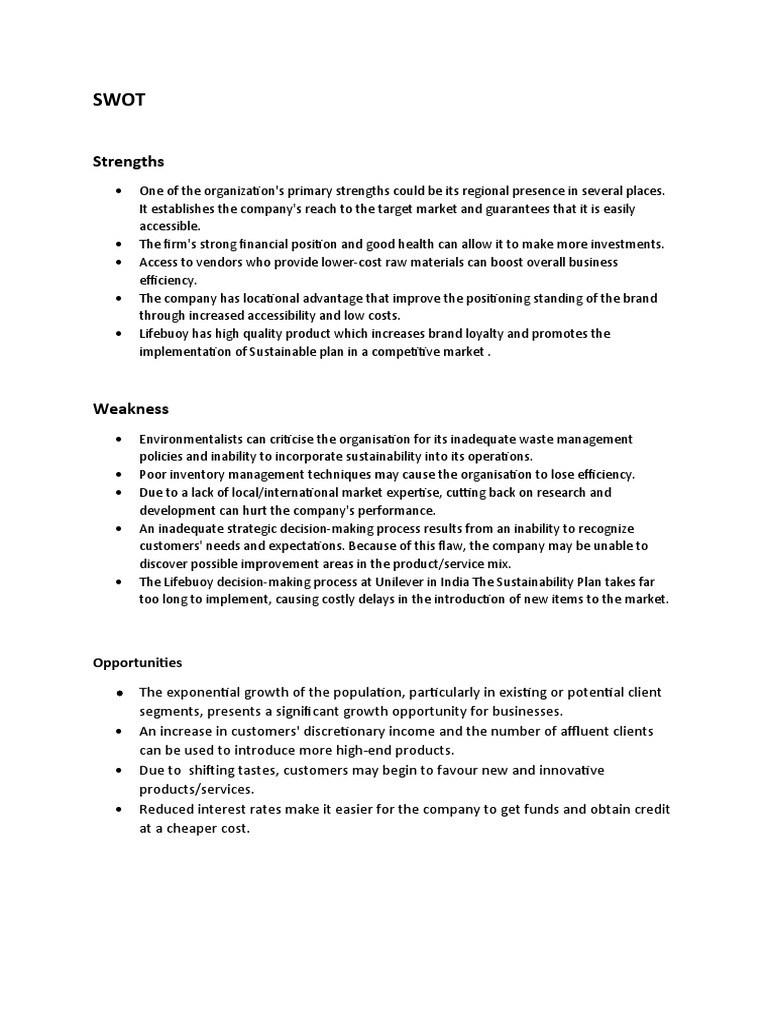 Lifebuoy SWOT Analysis | Download Free PDF | Sustainability | Swot Analysis