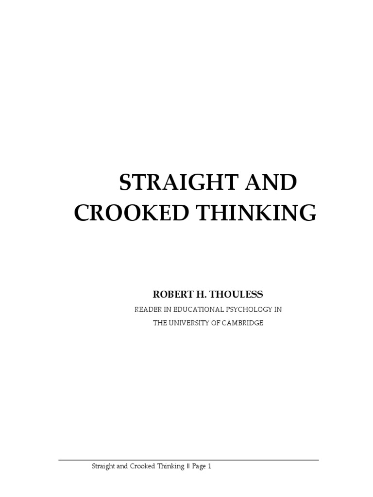 Straight and Crooked Thinking | PDF | Thought | Argument