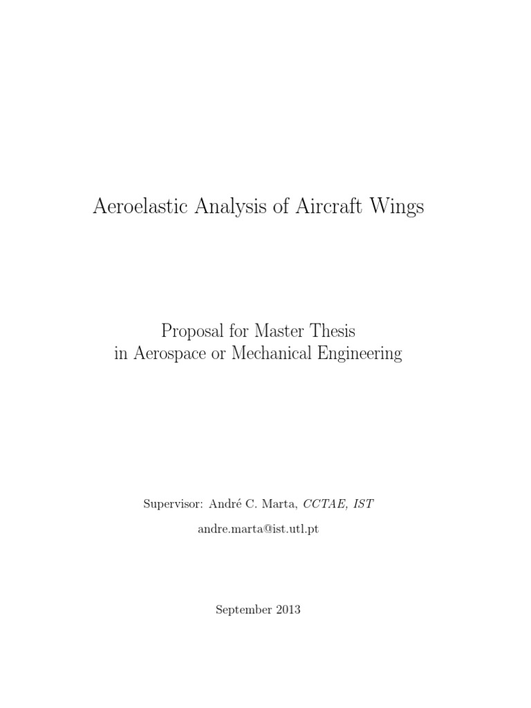 Aeroelastic Analysis of Aircraft Wings: Proposal For Master Thesis in ...
