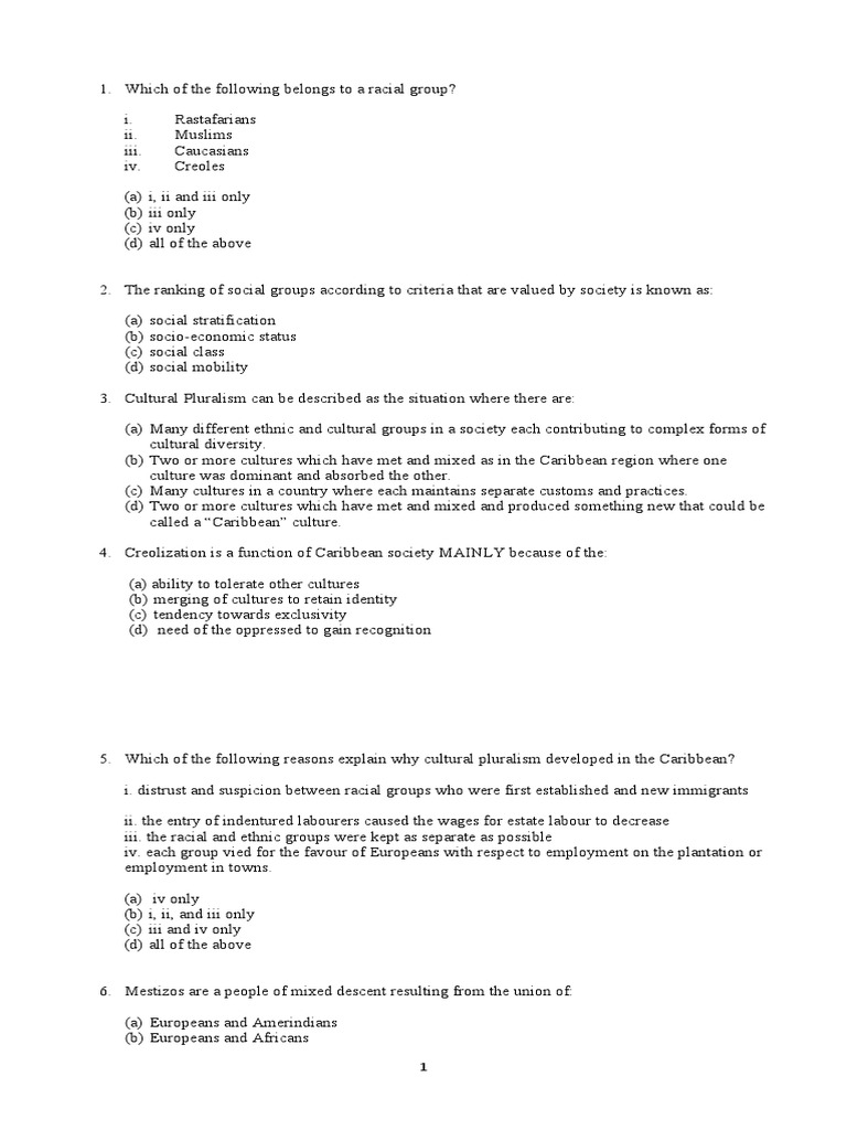 Caribbean Studies MCQ3 | PDF | Caribbean