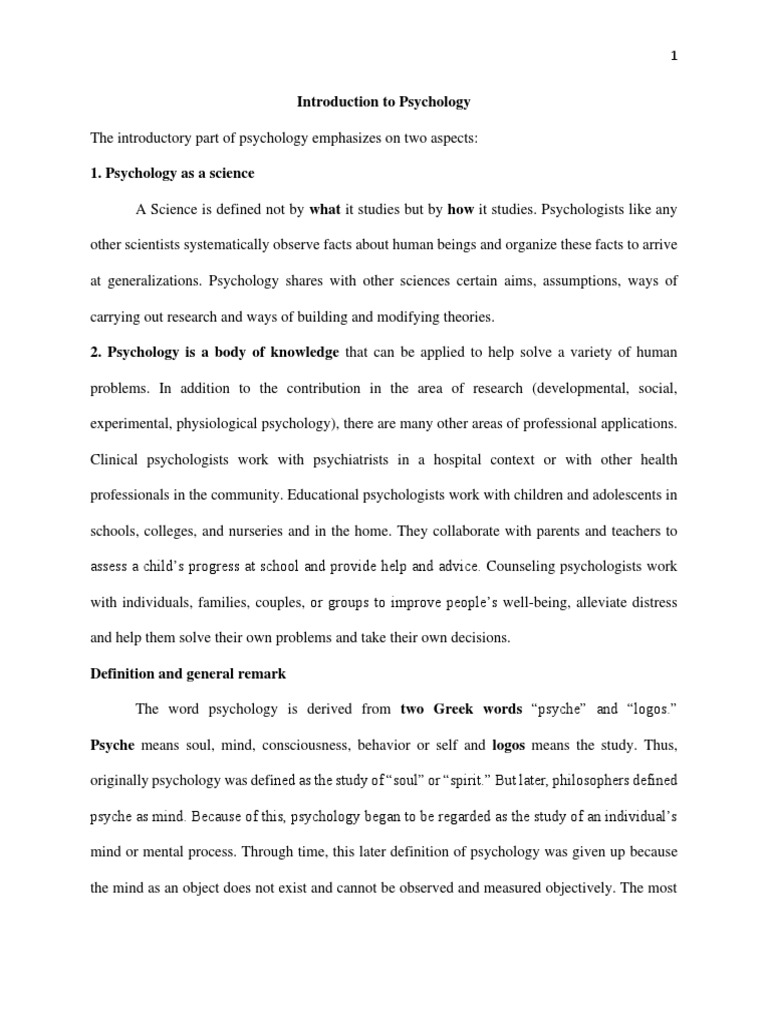Introduction To Psychology | PDF | Id | Psychology