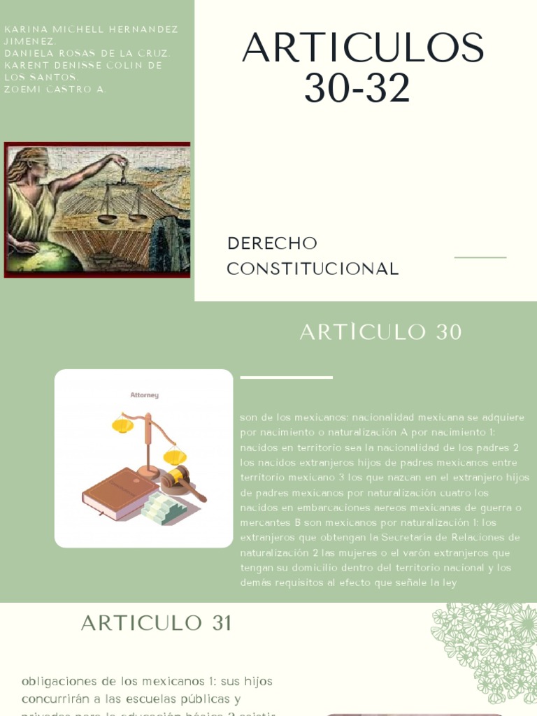 Articulos 30-32: Derecho Constitucional | PDF