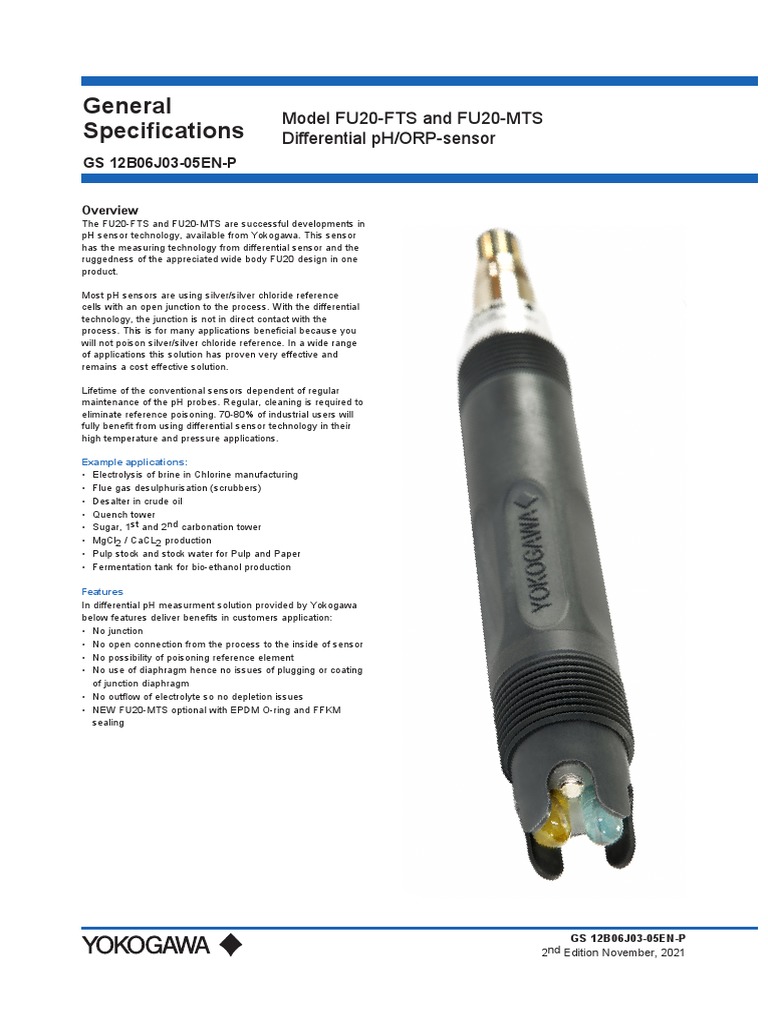 General Specifications: Model FU20-FTS and FU20-MTS Differential pH/ORP ...