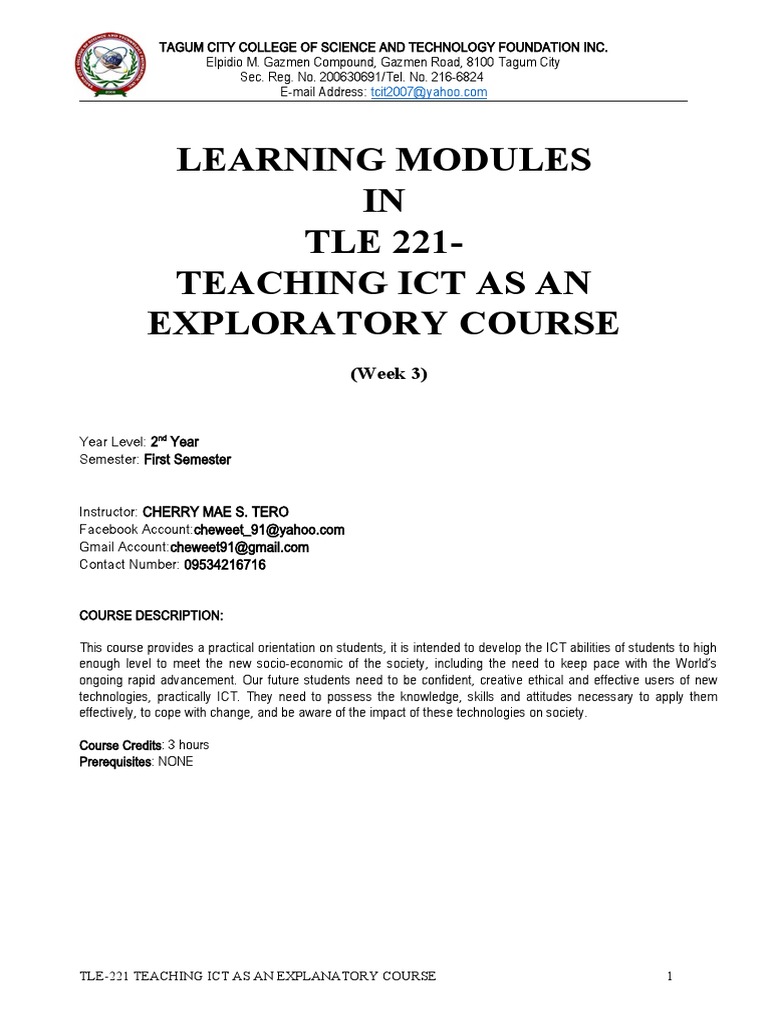 Exploring Operating Systems and Application Software: A Learning Module on Teaching ICT as an ...