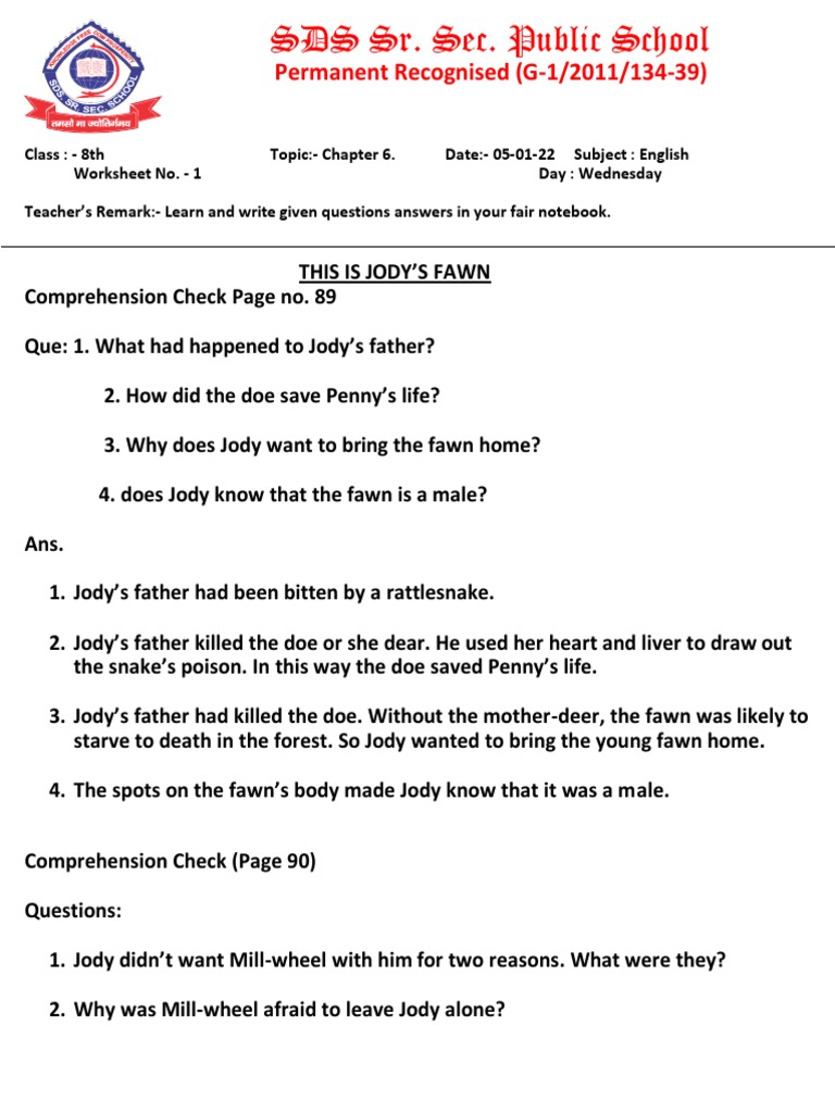 8th Class Ncert Ques CH 2 Eng | PDF | Deer
