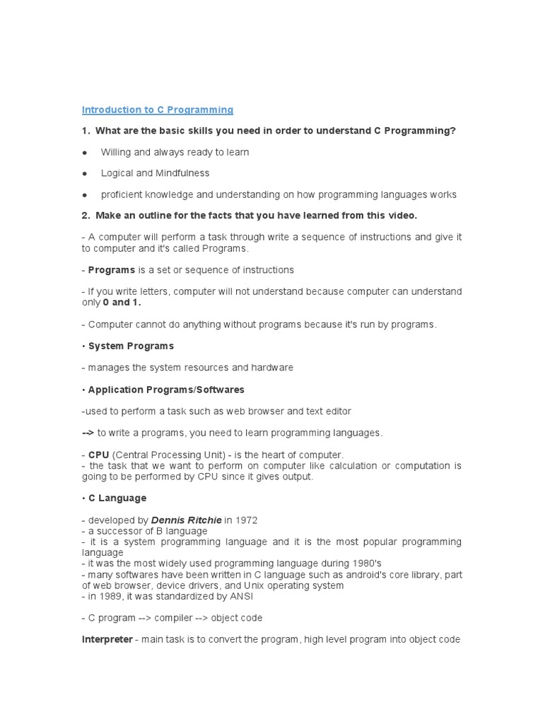 C Programming Introduction Pdf Computer Programming Assembly Language