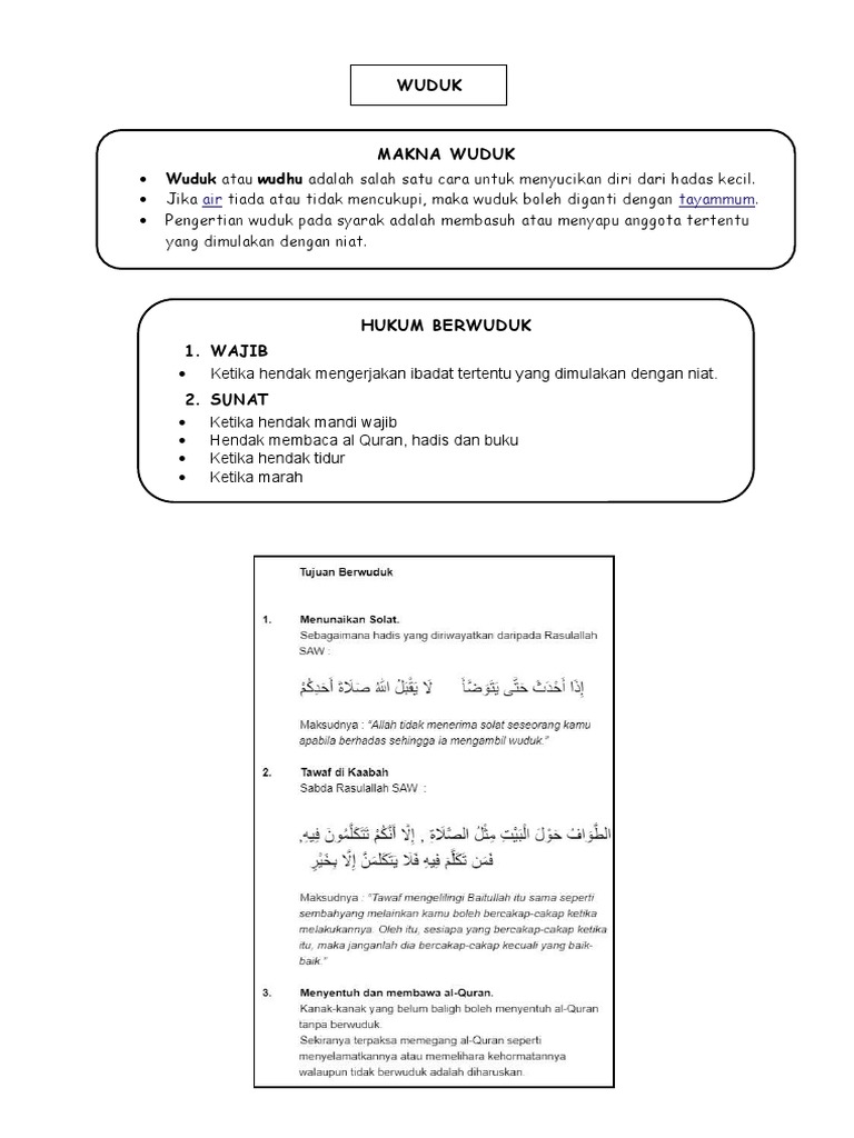 Panduan Wuduk dan Niatnya | PDF