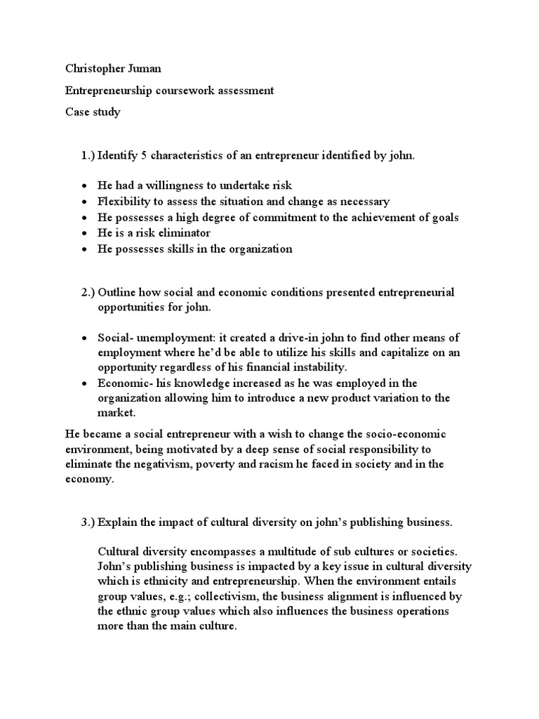 Entrep Case Studies | PDF | Entrepreneurship | Business