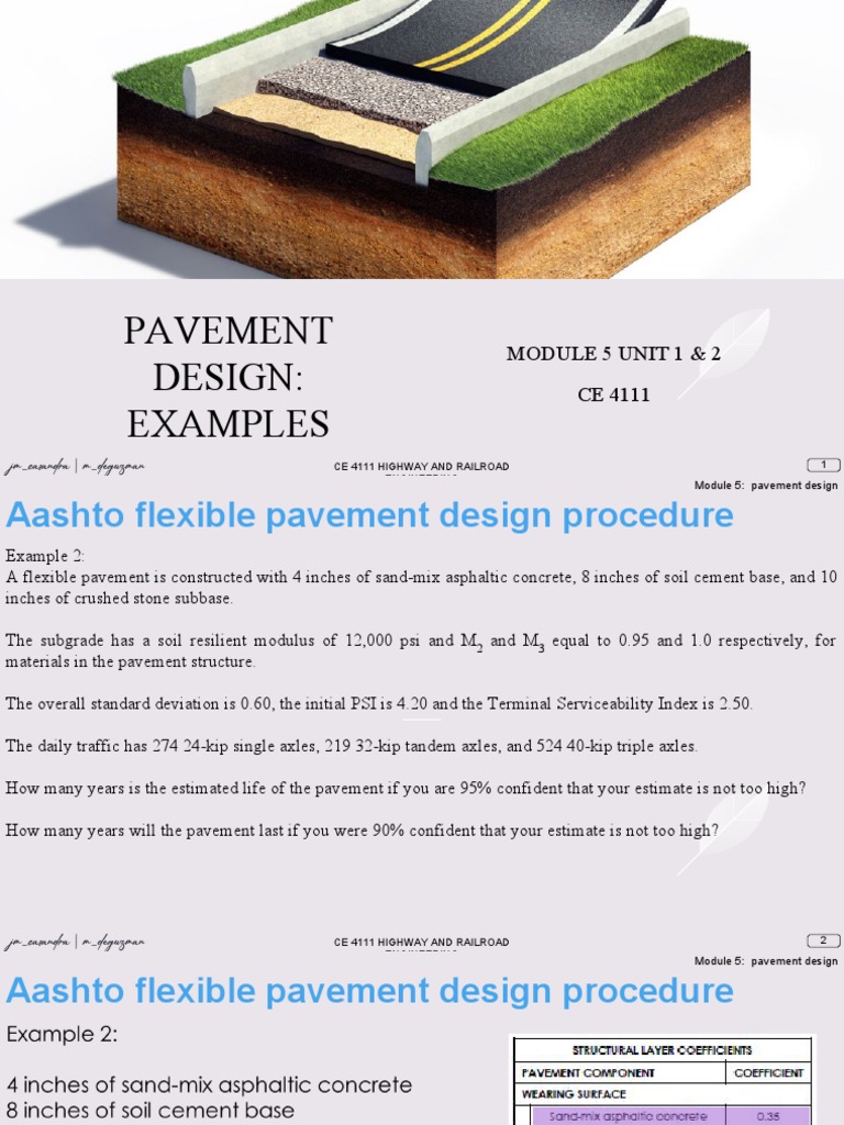 Pavement Design: Examples: Module 5 Unit 1 & 2 CE 4111 | PDF | Semi ...