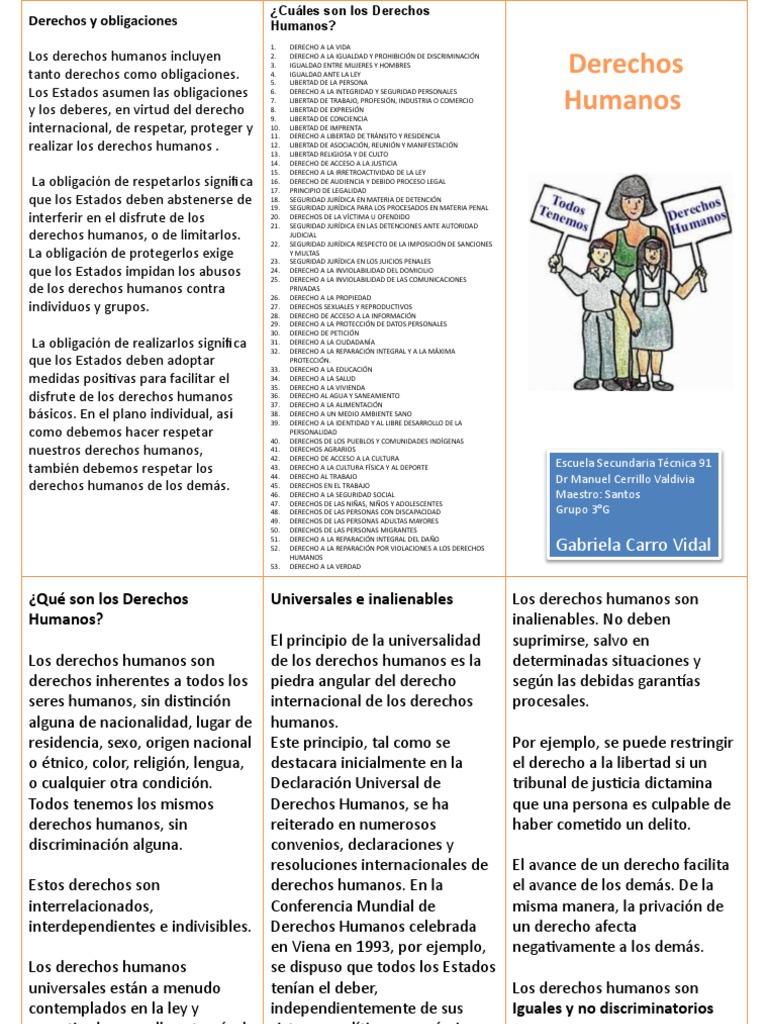 Triptico Derechos Humanos | PDF | Derechos humanos | Derechos