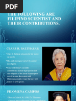 20 Filipino Scientist and Their Contributions | PDF | Science & Mathematics