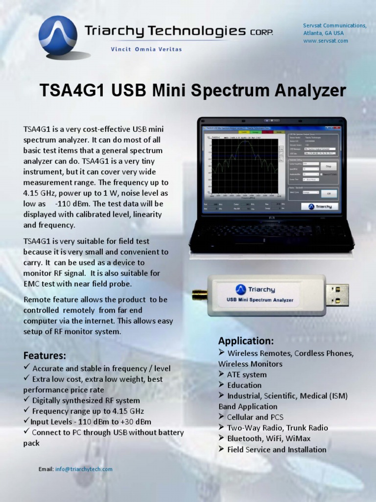 TSA4G1 USB Mini Spectrum Analyzer: Features: Application | PDF | Wi Fi ...