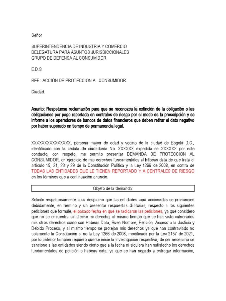 Paz y Salvo. Demanda Sic | PDF | Debido al proceso | Petición
