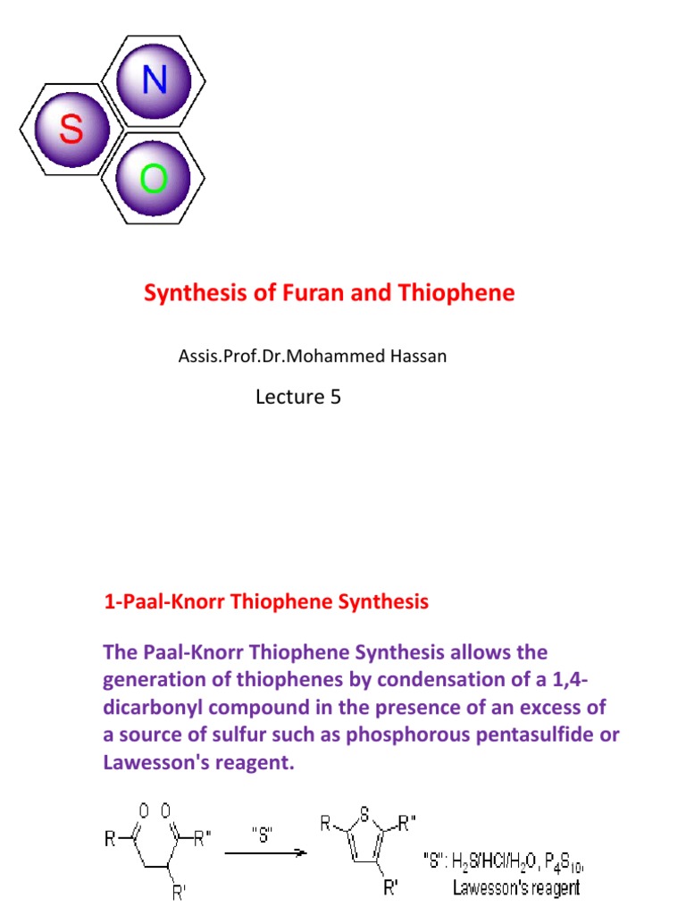 Synthesis of Furan and Thiophene | PDF | Chemical Reactions | Unit ...