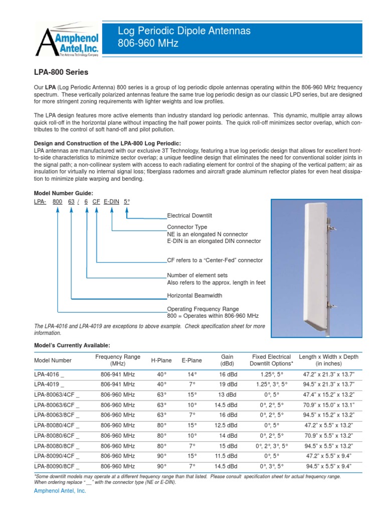 Amphenol Antel LPA LPD Antennas | PDF | Antenna (Radio ...