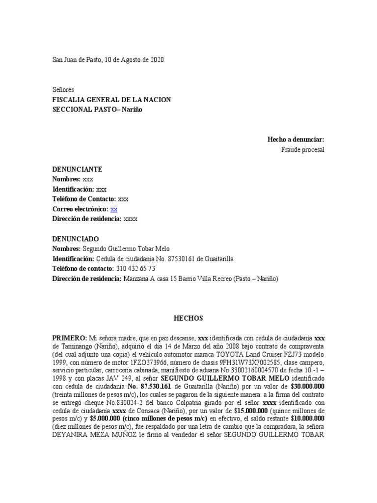 Denuncia Fraude Procesal | PDF | Ley procesal | Ley Pública