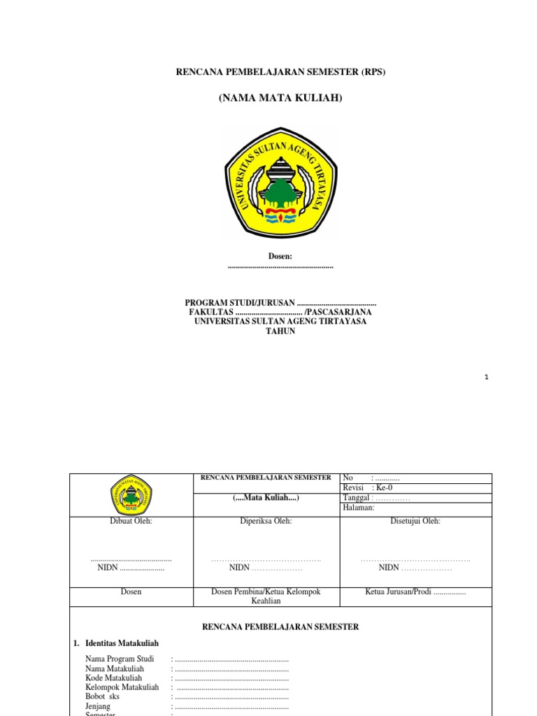 Final - TEMPLATE RENCANA PEMBELAJARAN SEMESTER (RPS) | PDF