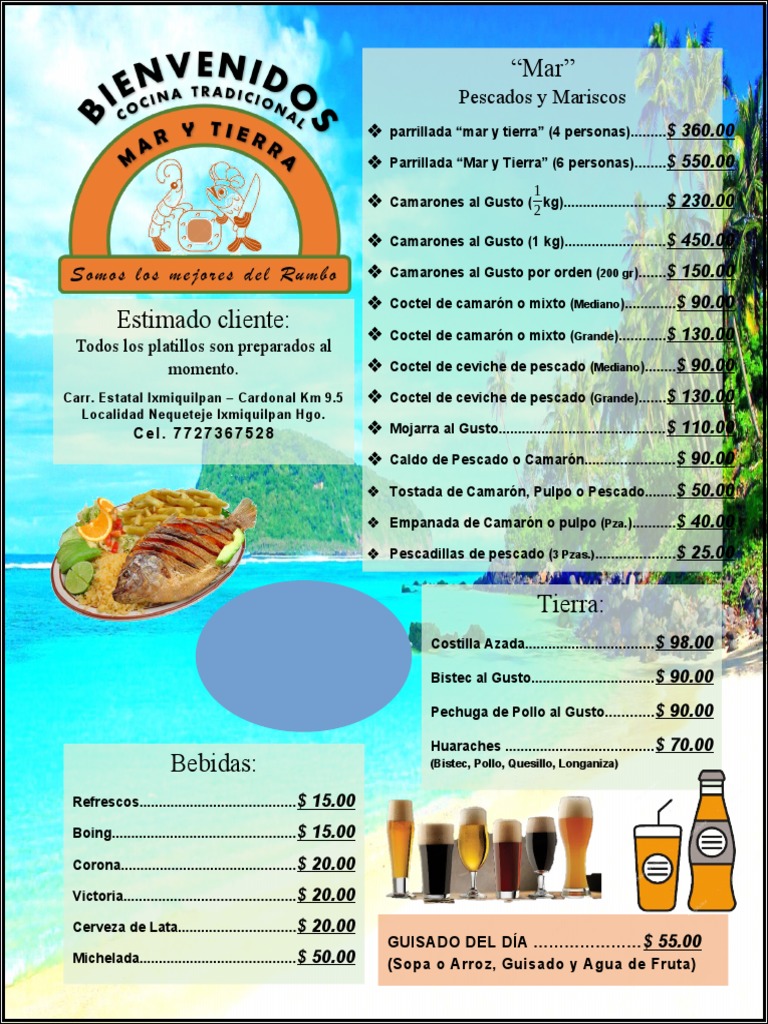 Menu Mar y Tierra | PDF | Mariscos | Cocinando