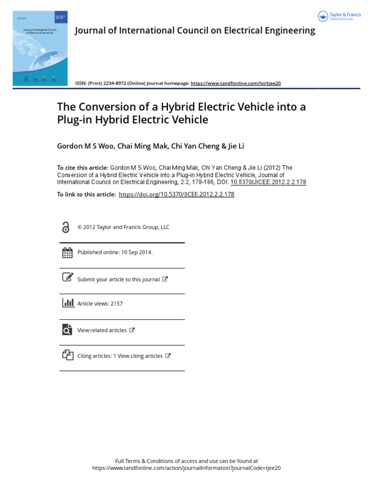 The Conversion of A Hybrid Electric Vehicle Into A Plug in Hybrid ...