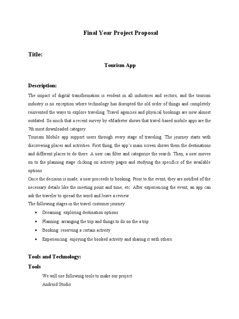 Final Year Project Proposal Title:: Tourism App Description | Download ...