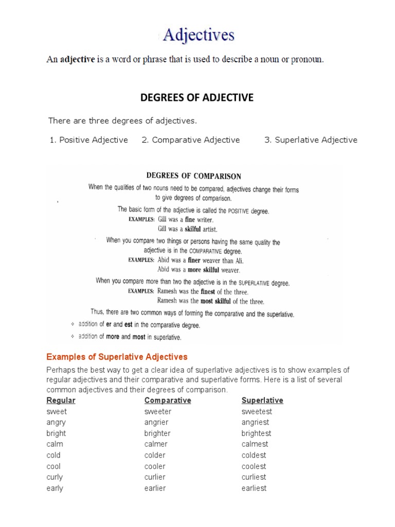 Adjectives Notes | PDF