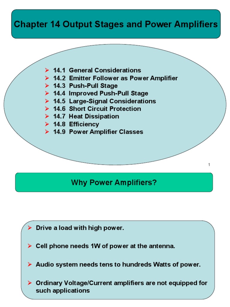 Chapter 14 Output Stages and Power Amplifiers | PDF | Amplifier | Bipolar Junction Transistor