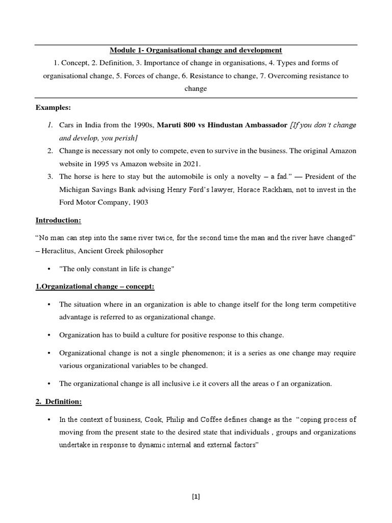Module 1-Organisational Change and Development | PDF | Employment ...