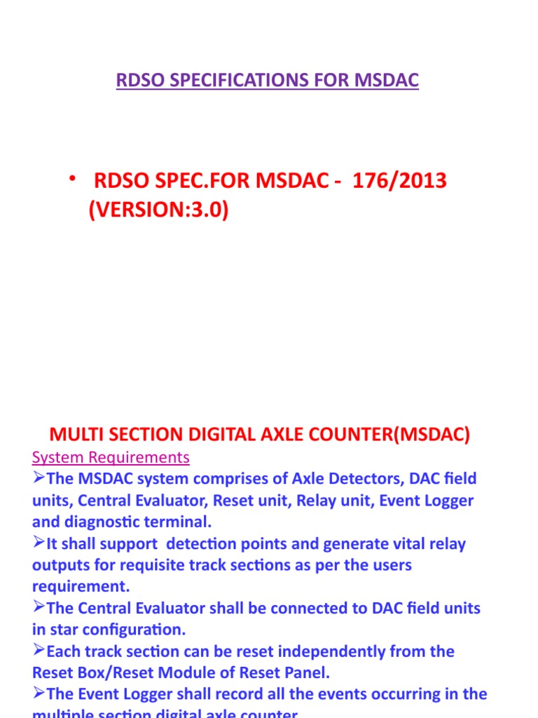 Rdso Spec - For Msdac - 176/2013: (VERSION:3.0) | PDF | Power Supply ...