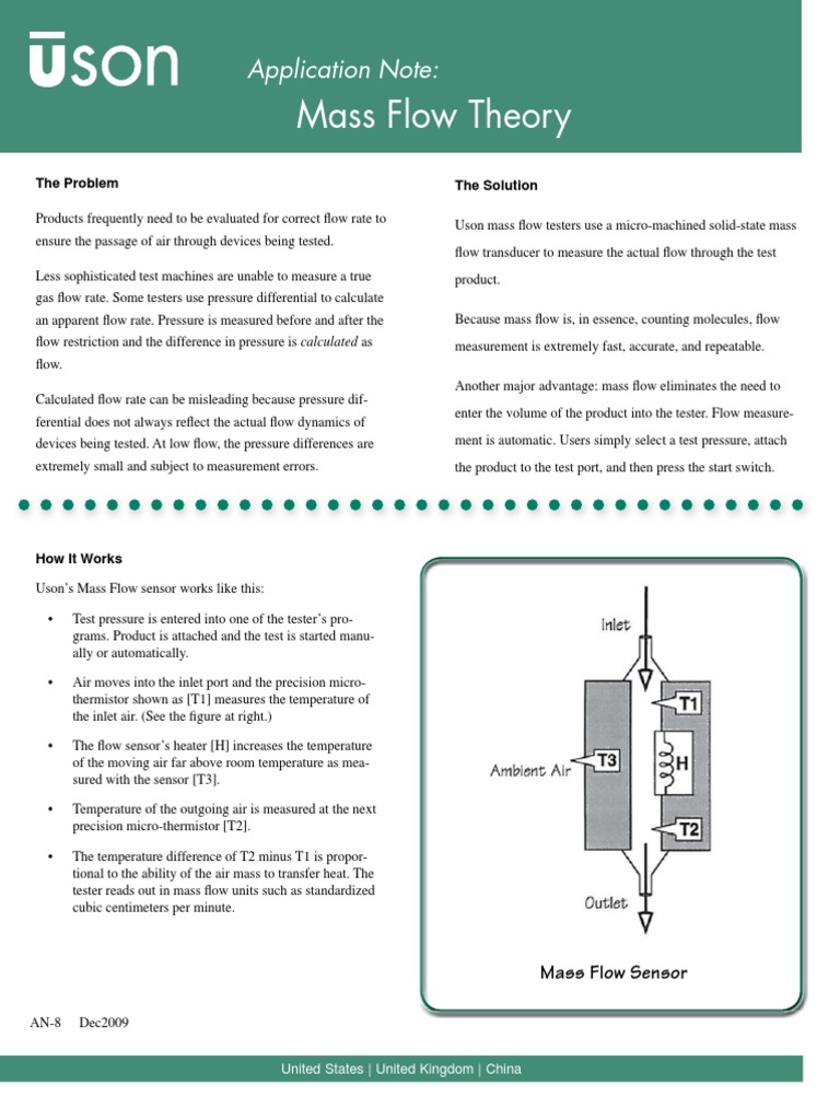 Mass Flow Theory: Application Note | PDF | Pressure Measurement | Pressure