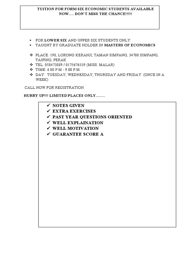 For Lower Six and Upper Six Students Only | PDF