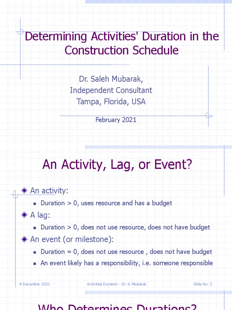 Determining Activities' Duration in The Construction Schedule | PDF | Risk