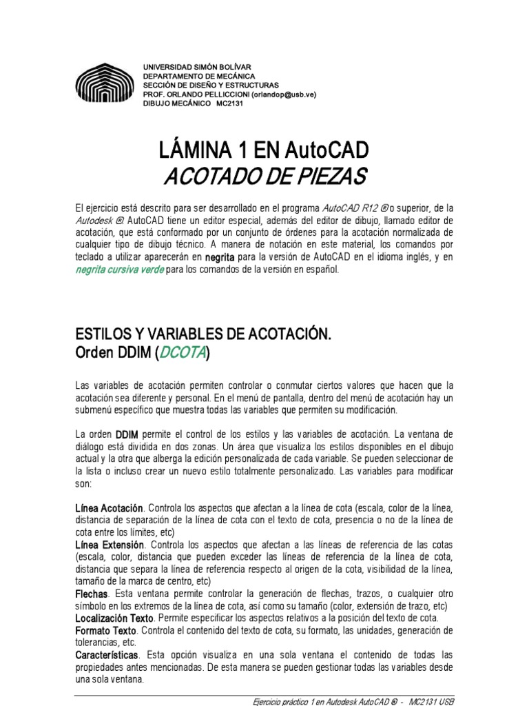 Lamina 1 Autodesk AutoCAD | PDF | Dibujo | Publicación